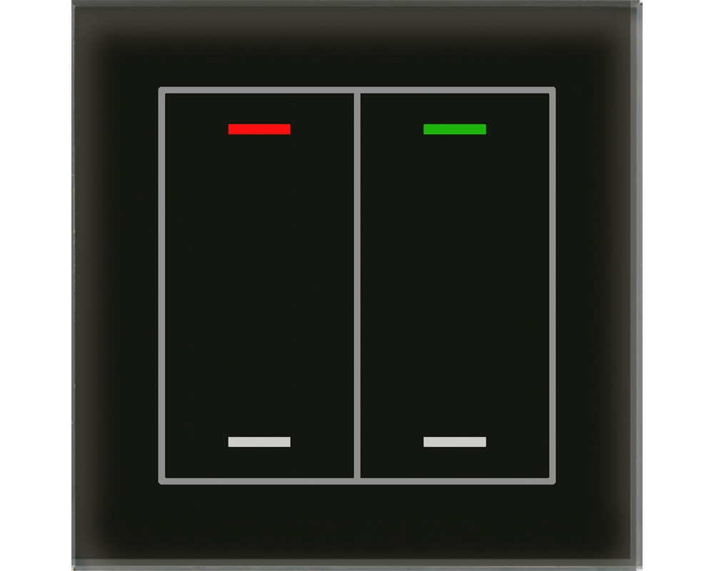 KNX Glass Push Button II Lite 2 gang, RGBW, neutral, Black – KNX Supply