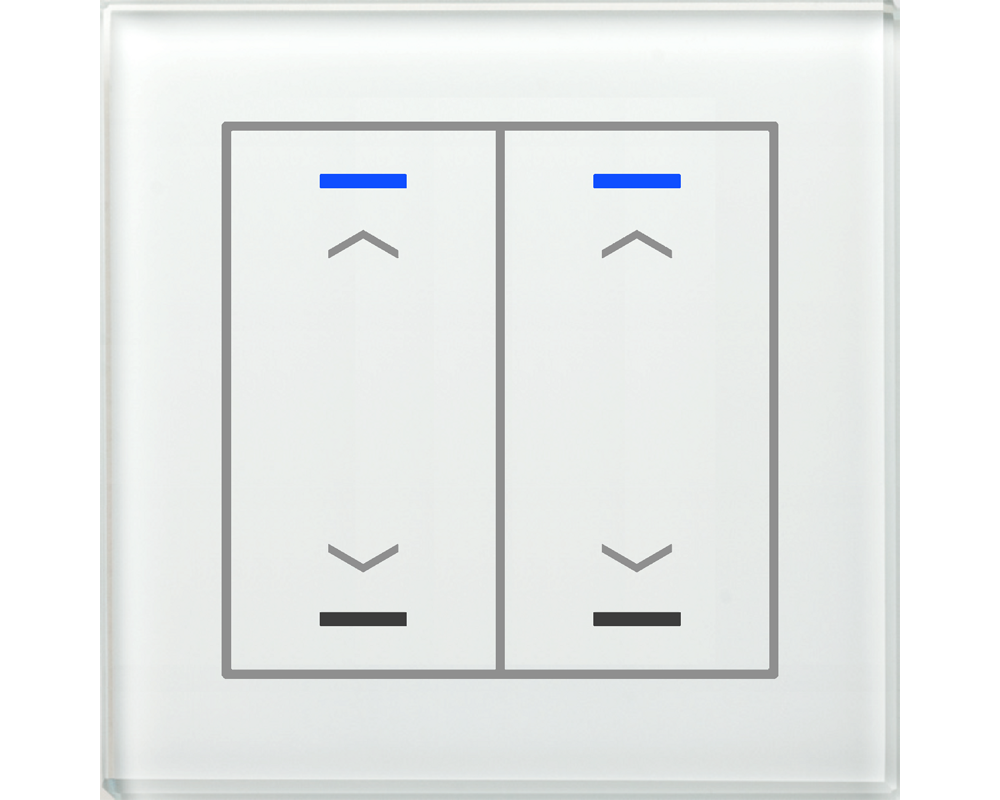 KNX Glass Push Button II Lite 2 gang, RGBW, blinds, White – KNX Supply