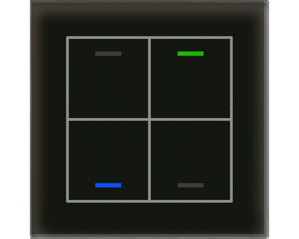 KNX Glass Push Button II Lite 4 gang, RGBW, neutral, Black – KNX Supply