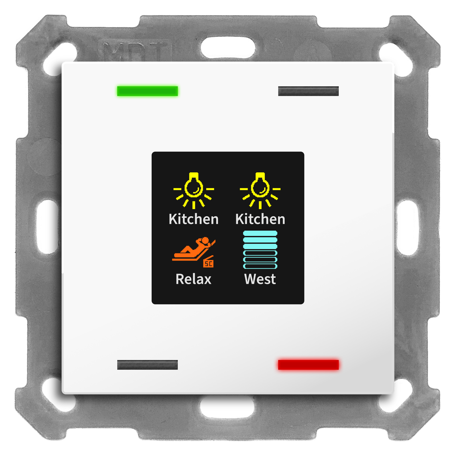 KNX Push Button Smart 55 4 gang, with colour display, White glossy fin ...