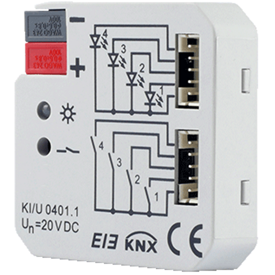 KNX Binary Input, 4 inputs / 4 outputs (LED) – KNX Supply